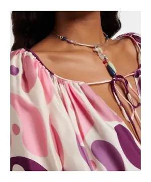 ADRIANA DEGREAS Printed Satin Minidress