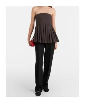 Proenza Schouler Pleated Peplum Cotton Top