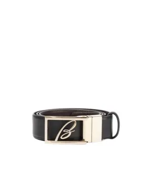 Brioni Logo Leather Belt - Black