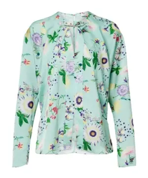 Rabanne Layered Floral Satin Blouse - Green