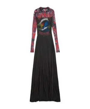 Balenciaga Extreme Tie Dye Long Sleeve Dress - Black