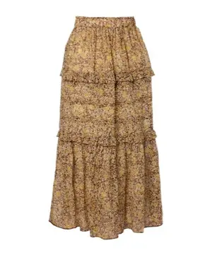 Isabel Marant Étoile Volumia Floral Cotton Tiered Maxi Skirt - Brown