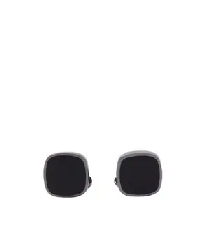 Giorgio Armani 925 Sterling Silver And Enamel Cufflinks - Black