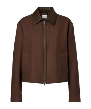 Vince Short Leather-trimmed Cotton Twill Jacket - Red
