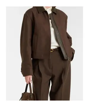 Vince Short Leather-trimmed Cotton Twill Jacket