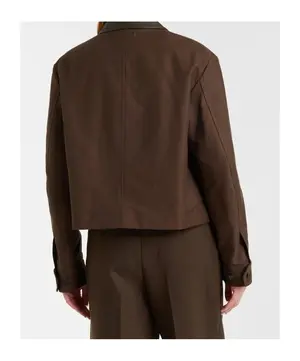 Vince Short Leather-trimmed Cotton Twill Jacket