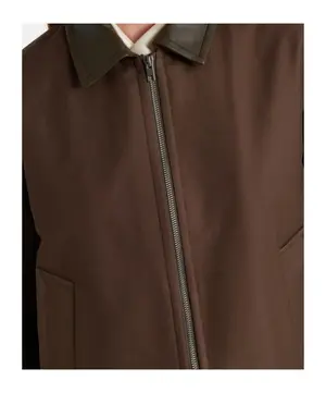 Vince Short Leather-trimmed Cotton Twill Jacket