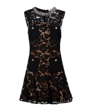 SELF-PORTRAIT Embellished Minidress - Black