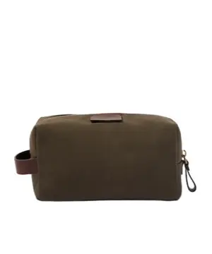 Giorgio Armani Leather-trimmed Zippered Toiletry Bag - Green