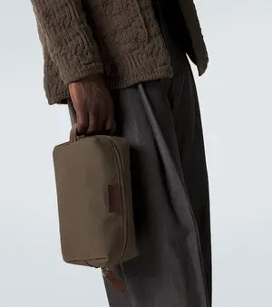 Giorgio Armani Leather-trimmed Zippered Toiletry Bag