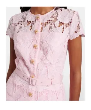 SELF-PORTRAIT Lace-up Lace Crepe Midi Dress