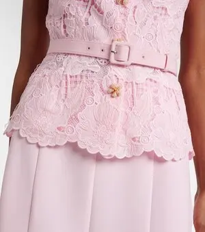 SELF-PORTRAIT Lace-up Lace Crepe Midi Dress