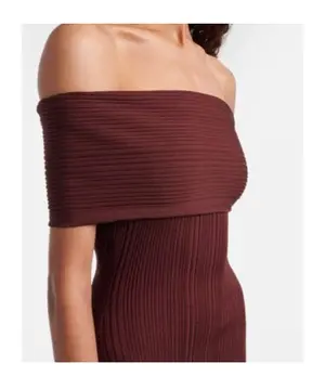 SELF-PORTRAIT Lace-trimmed Off-shoulder Midi Dress