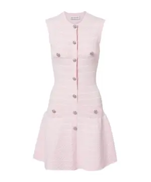 SELF-PORTRAIT Embellished Pointelle Minidress - Pink