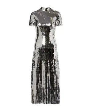 SELF-PORTRAIT Sequined Midi Dress - Black
