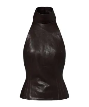 Magda Butrym Halterneck Leather Top - Black