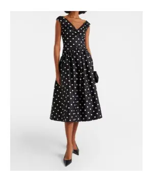 SELF-PORTRAIT Polka-dot Off-shoulder Cotton Midi Dress