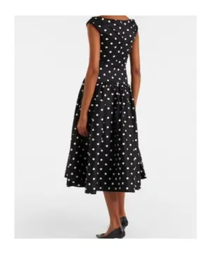 SELF-PORTRAIT Polka-dot Off-shoulder Cotton Midi Dress