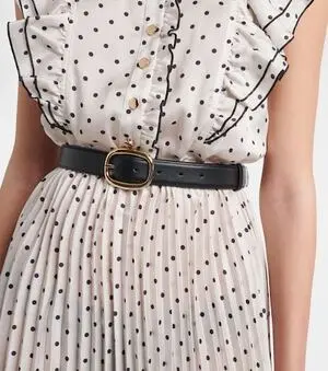 SELF-PORTRAIT Belted Polka-dot Pleated Midi Dress