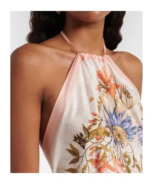 Etro Floral Halterneck Open-back Silk Top