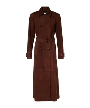 Nour Hammour Tate Suede Trench Coat - Brown