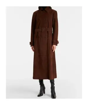 Nour Hammour Tate Suede Trench Coat