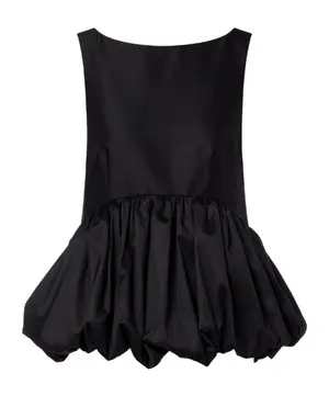 RÓHE Peplum Wool And Silk Top - Black