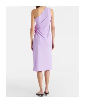 Coperni Asymmetrical Floral Appliqué Jersey Cocktail Dress