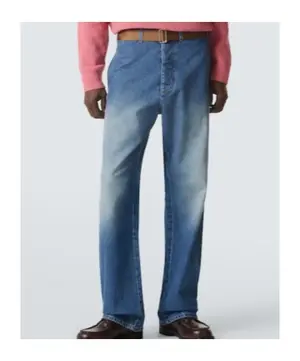 Plan C Belted Straight Jeans