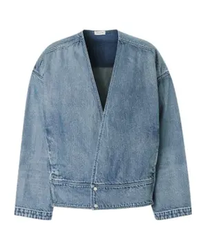 Fear Of God Distressed V-neck Denim Jacket