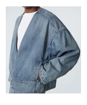 Fear Of God Distressed V-neck Denim Jacket