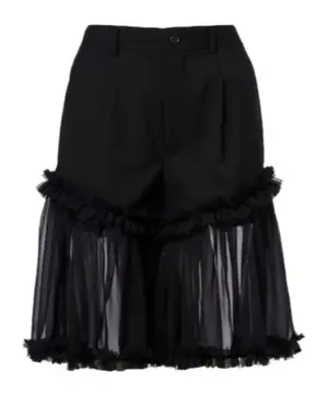 Comme Des Garçons Ruffled Tulle And Wool Shorts - Black