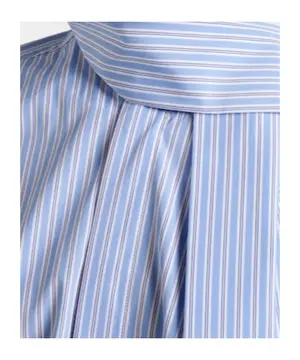Plan C Scarf-detail Striped Cotton Shirt