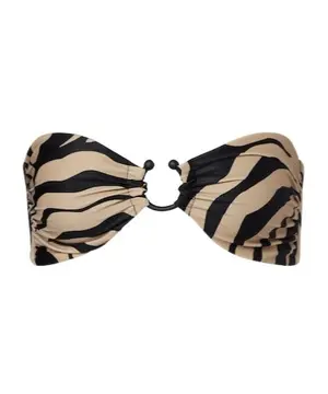 Johanna Ortiz Printed Ring-detail Bikini Top - Black