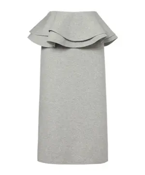 Plan C Ruffled Cotton-blend Midi Skirt - Gray