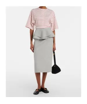 Plan C Ruffled Cotton-blend Midi Skirt