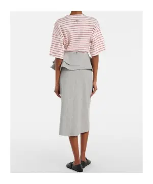 Plan C Ruffled Cotton-blend Midi Skirt