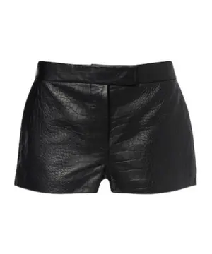 Alex Perry Croc-effect Leather Shorts - Black