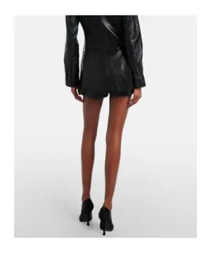 Alex Perry Croc-effect Leather Shorts