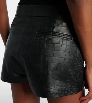 Alex Perry Croc-effect Leather Shorts