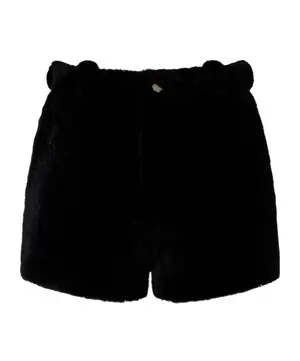 Nour Hammour Leontine Shearling Shorts - Black