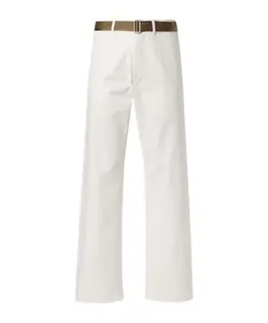 Plan C Belted Straight Jeans - White