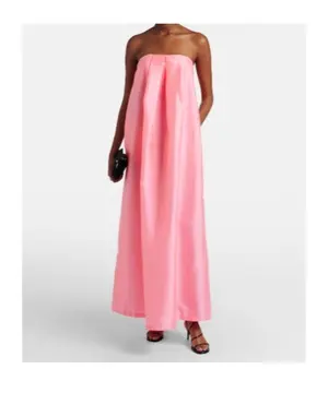 ADRIANA DEGREAS Pleated Satin Gown
