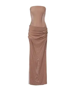 Alex Perry Semi-sheer Strapless Gown - Brown