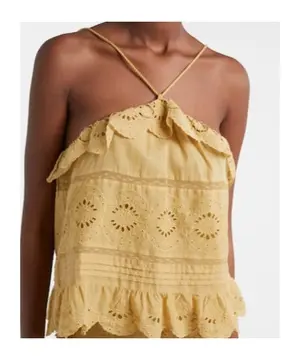 Isabel Marant Étoile Embroidered Ruffled Halterneck Cotton Top