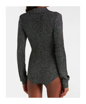 THE FRANKIE SHOP Solana Knitted Lame Bodysuit