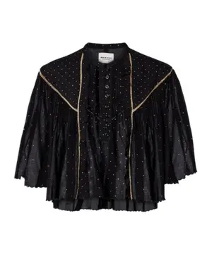 Isabel Marant Étoile Veenia Embellished Cropped Cotton Top