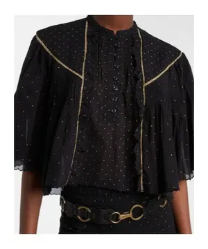 Isabel Marant Étoile Veenia Embellished Cropped Cotton Top