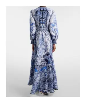 Camilla Printed Linen And Silk Maxi Dress