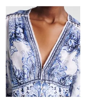 Camilla Printed Linen And Silk Maxi Dress